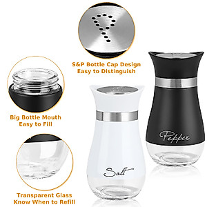 Accmor Salt and Pepper Shakers Set, 4 oz Stainless Steel Salt Pepper Shaker Containers with Glass Bottom for Kitchen Cooking, BBQ, Bar, Table, RV, Camp