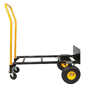 Hand Truck Dual Purpose 2 Wheel Dolly Cart and 4 Wheel Push Cart with Swivel Wheels 330 Lbs Capacity Heavy Duty Platform Cart for Moving/Warehouse/Garden/Grocery - Black