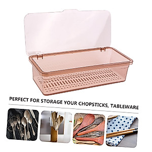 ifundom Flatware Tray Kitchen Drawer Organizer With Lid And Drainer- Kitchen Cutlery Tray and Utensil Storage Container with Cover- Dust- Proof Dinnerware Holder