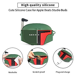 Alquar Star War Case for Beats Studio Buds Case Cover, 3D Cute Fun Anime Character Shockproof Soft Silicone Design, with Keychain 5in1 Accessories Anti-Lost Rope/Ring/Brush for Beats Studio Buds