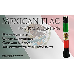 ICBEAMER 5 inch Mini Mexico Flag Aluminum with Internal Copper Coil Universal Fit AM/FM Radio Antenna Replacement Compatible for Car, Truck and Van