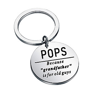 TIIMG Pops Keychain Grandfather Gift Grandpa Birthday Gift Grandfather Gift from Grandkids (Pops old guys)