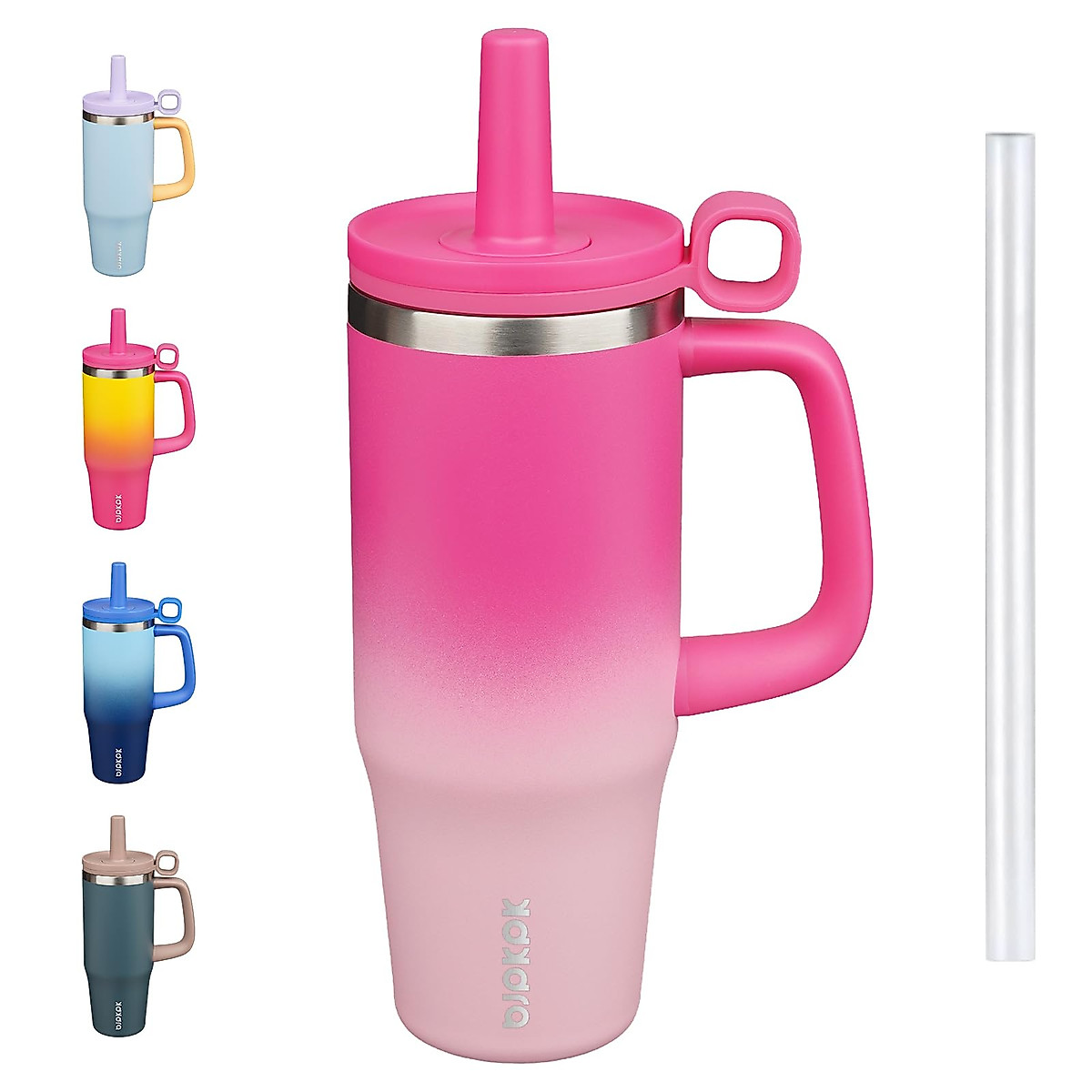 BJPKPK 32oz Stainless Steel Insulated Tumbler with Handle and Straw Travel Coffee Mug Thermal Cups with Lid,Cherry Blossom