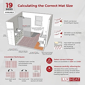 LuxHeat 30 Sqft Mat Kit, 120v Electric Radiant Floor Heating System for Under tile, Stone and Laminate. Kit Includes Alarm, Heated Floor Mat, OJ Microline Programmable Thermostat with GFCI & Sensor