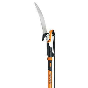 Fiskars 7.9ft-12ft Power-Lever Extendable Pole Saw and Tree Pruner - Lawn and Garden Tools - Black/Orange