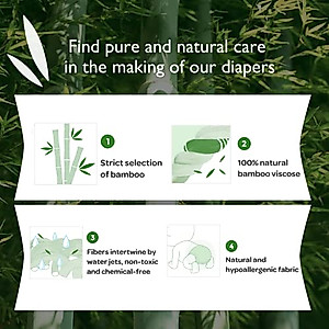 Momcozy Newborn Diapers, Natural Bamboo Diapers Hypoallergenic for Sensitive Skin, 12 Hours Dry by Breathable liner and Absorbent Core with Leak-proof 3D Legcuffs, Disposable Diapers Size 1 (80 Count)