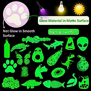 QTL Glow in The Dark Wall Stickers for Kids Cute Wall Stickers for Adults Girls Boys Glowing Stickers for Laptop Water Bottles Decor Waterproof Vinyl Stickers Packs 20Pcs