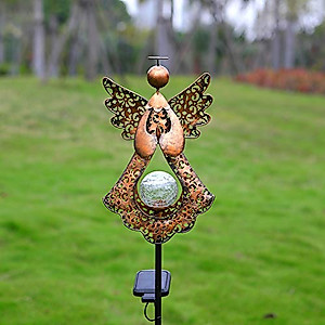 HDNICEZM Solar Garden Stake Lights – Metal Angel Solar Warm White LEDs Stake Light Memorial Gift - Solar Angel Lights Perfect as Angel Remembrance Gifts & Sympathy Gifts