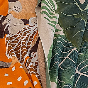 Ultra Soft Warm Lightweight Cotton Blend Knit Mushroom Blanket Mix Mashrooms Botanical Design Flannel Throw for Home Decor Sofa Couch Living Room and Bedroom Plant Lovers Gift