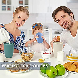 Homienly Wheat Straw Cups 8 PCS Plastic Cups Unbreakable Drinking Cup Reusable Dishwasher Safe Water Glasses with 4 Colors (20 OZ)