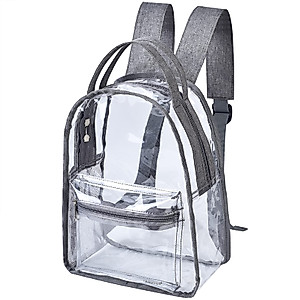 Mini Clear Backpack for Stadium, See Through bag small Backpacks Transparent for Sports,Stadium,Security Travel(Grey) Mini Size 12"x 8.5"x 4.7"