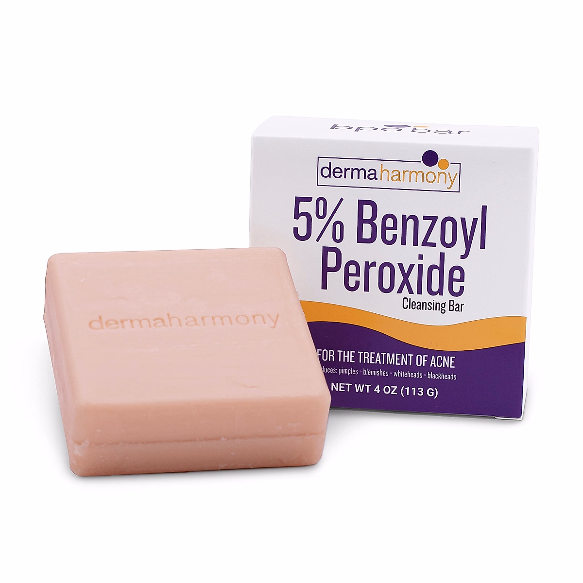 Dermaharmony 5% Benzoyl Peroxide Cleansing Bar for acne (4 oz)