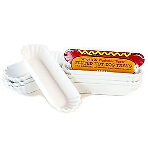 180 Degrees "What Is It?" Set of Four Reusable Melamine Hot Dog Dish Trays, 5.5 Inch