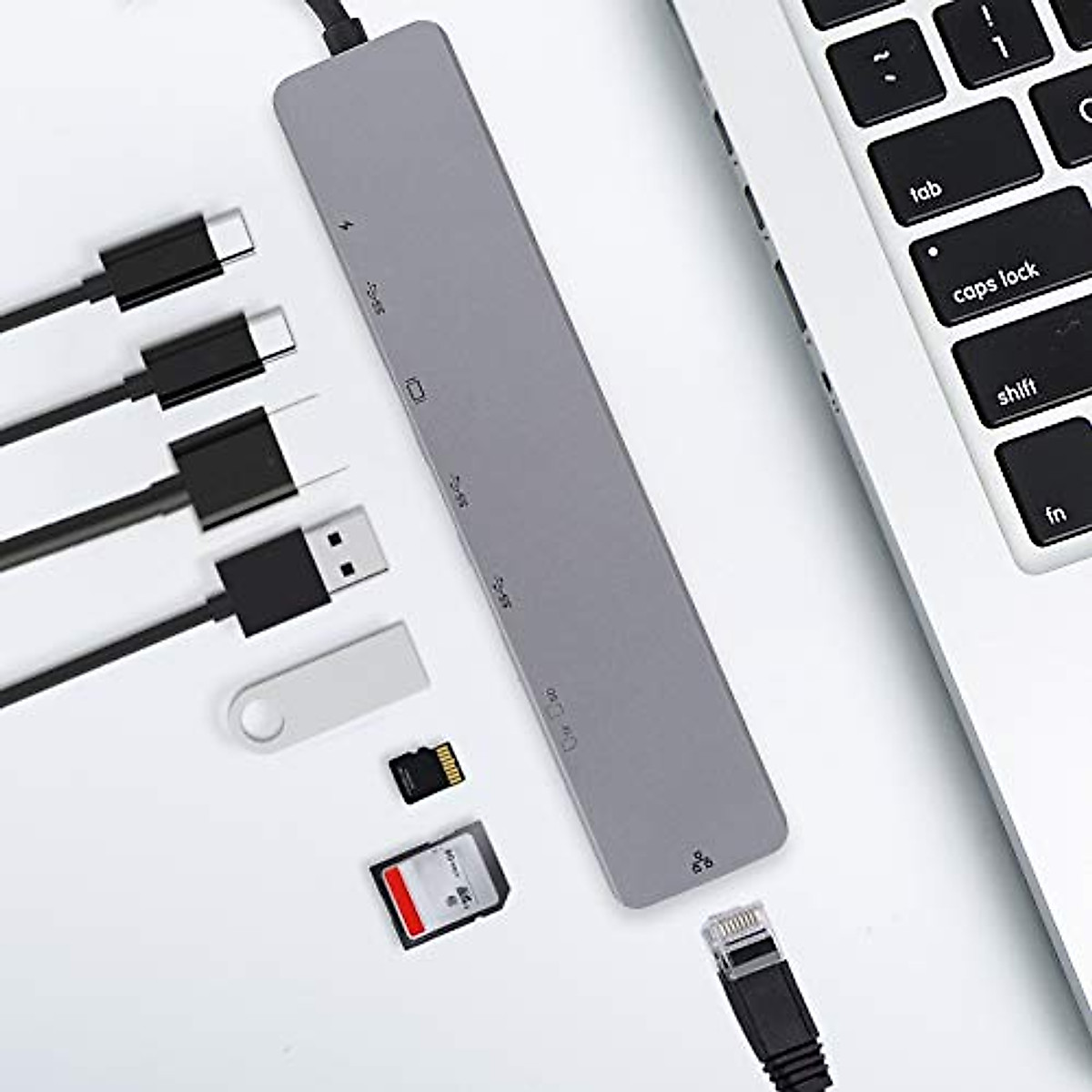 8 in 1 USB3.0 HDMI HUB Multiport Adapter Plug and Play Memory Card Reader Aluminum Alloy USB Hub for Laptop