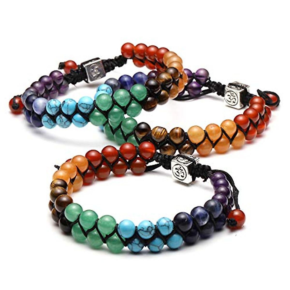 Top Plaza Bead Chakra Bracelet 7 Chakras Healing Crystals Bracelet Yoga Stone Beads Bracelets Meditation Relax Anxiety Bangle for Womens Mens