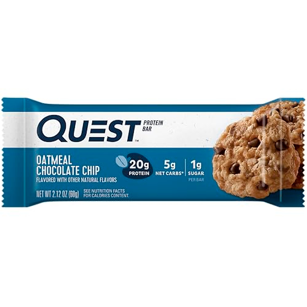Quest Nutrition Oatmeal Chocolate Chip Protein Bar, High Protein, Low Carb, Gluten Free, Keto Friendly, 4 Count