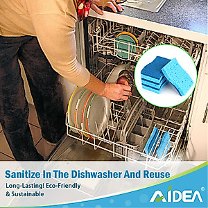 AIDEA-Brite Non-Scratch Scrub Sponge-24Count, Sponges for Dishes, Sponges Kitchen, Cleaning Sponge, Cleans Fast without Scratching, Stands Up to Stuck-on Grime, Cleaning Power for Everyday Jobs