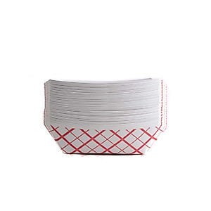 50ct Disposable Paper Food Tray (1/2 LB) - Red Check Food Tray, USA MADE, Recyclable, Biodegradable, Compostable, Great for Picnics, Carnivals, Party, Camping, BBQ, Restaurants, Fries (0.5lb)