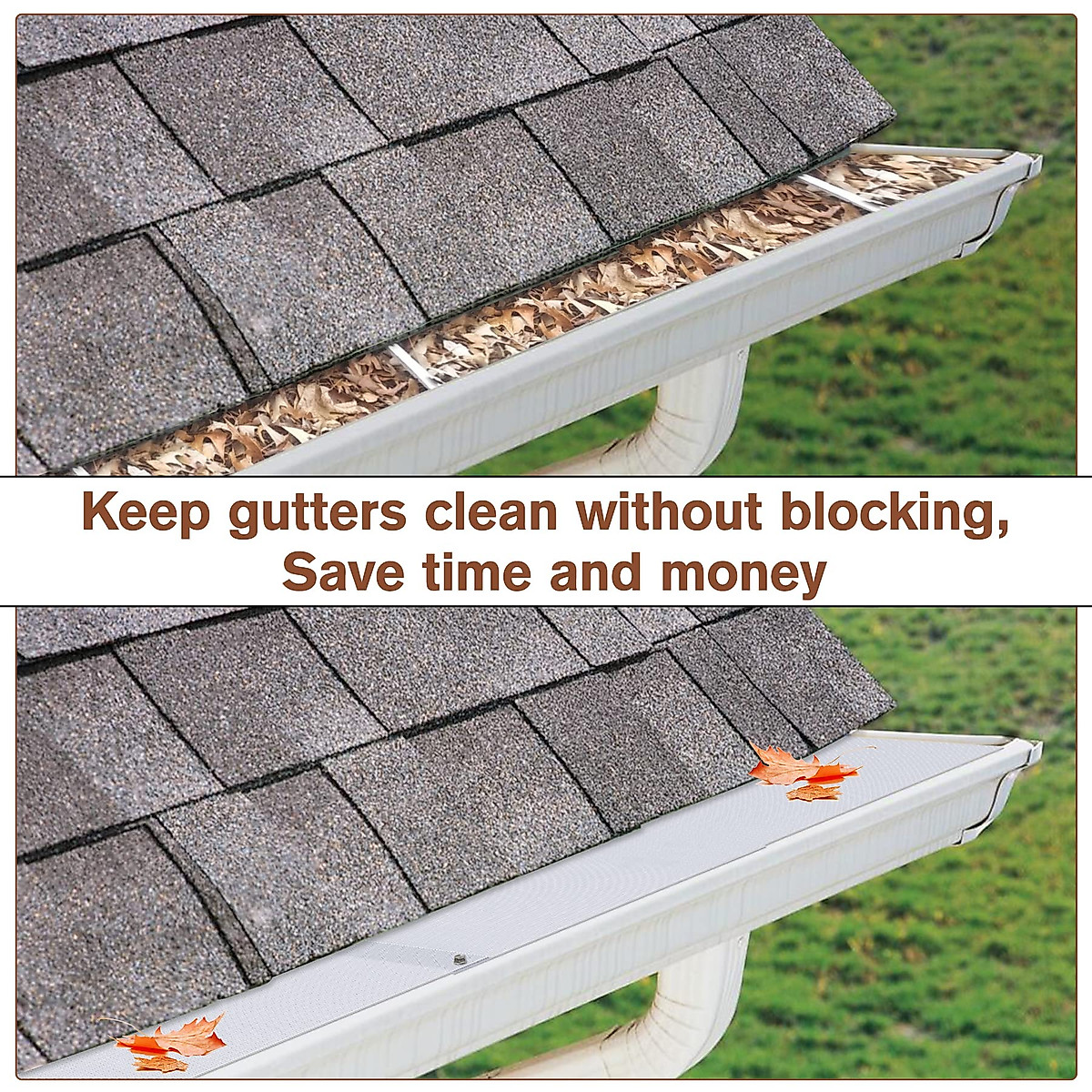 BJADE'S Stainless Steel Mesh Gutter Guard Cover,Leaf Protection,DIY Work for 6'',5'',4''System,Prevents Roof Clogged Downspouts,48ft