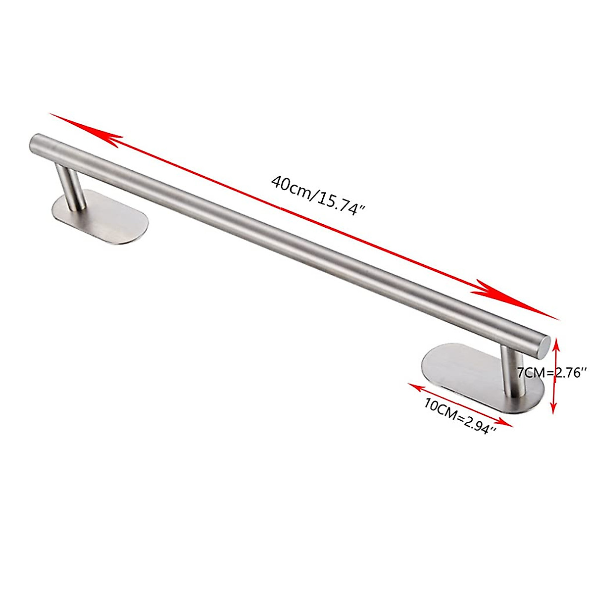 Wall Hanging Towel Bar Stainless Steel Hand Towel Rod Kitchen Dish Cloths Hanger No Drill Bathroom Accessories Towel Shelf For Bathroom Wall Mounted No Drill Rack Storage Toilet Silver Freestanding