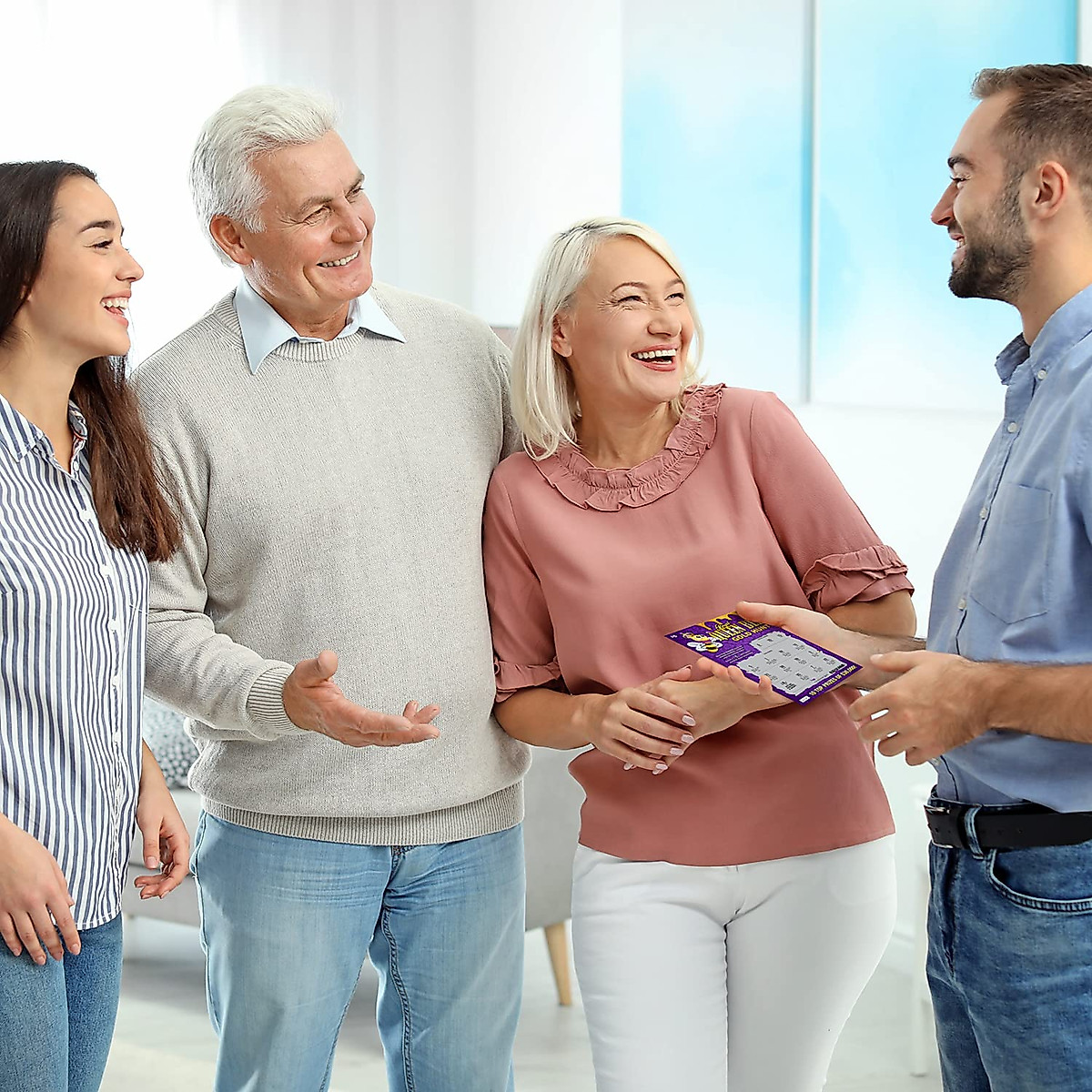 Laughing Smith - Pregnancy Announcement Fake Scratch Off Lottery Ticket (6pk), Funny Baby Reveal Cards for Dad, Grandparents, Husband and Parents