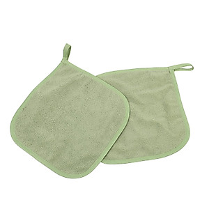 Pot Holders Heat Resistant Cotton Hot Pads: Green Oven Pot Holder with Loop Washable Coaster Potholder Dish Mats for Baking Cooking Kitchen Accessories 2pcs Hot Pads Pot Holders