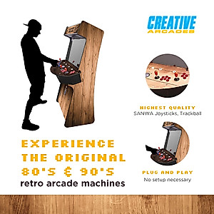 Creative Arcades Full-Size Commercial Grade Cabinet Arcade Machines | Stools Included | Slim Woodgrain Edition | 32" Screen (6296 Games (4-Player), Light Pine Man Cave)