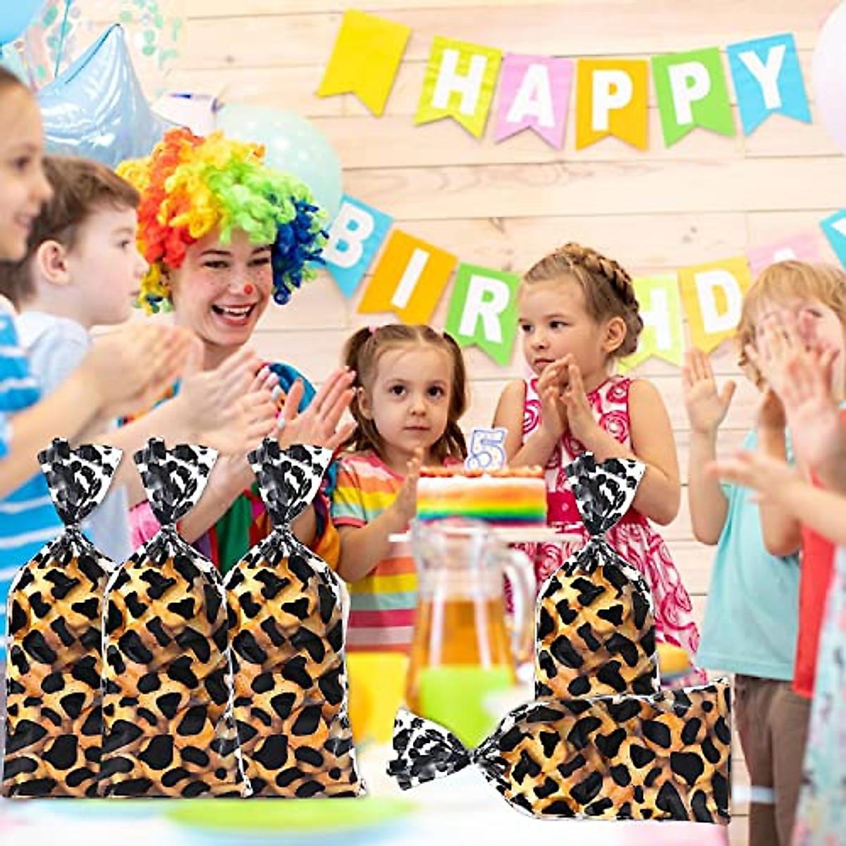 Storage bag Cow Print Goodie Bags Cow Party Favors Treat Bags Cellophane Gift Bags with Twist Ties for Cow Theme Baby Shower Cowgirl Cowboy Birthday Party Supplies 100 Pcs