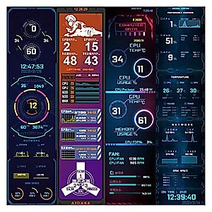 8.8 Inch Mini Monitor, 1920X480 Resolution CPU GPU Data Temperature Display, PC CPU Data Secondary Monitor, Customizable Screen Layout Function Support for RPi for Linux for