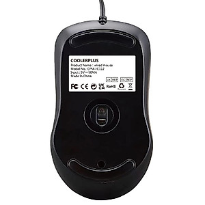 COOLERPLUS FC112 USB Optical Wired Computer Mouse with Easy Click for Office and Home, 1000DPI, Premium and Portable,Compatible with Windows PC, Laptop, Desktop, Notebook (Black)