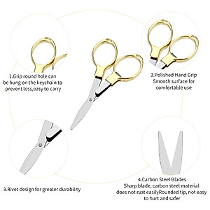 AHQiZFX 3 Pcs Folding Scissors, Safe Portable Travel Mini Scissors Crafting Scissors Stainless Steel Retractable Small Scissors for Home Office School Safe Portable Travel Scissors