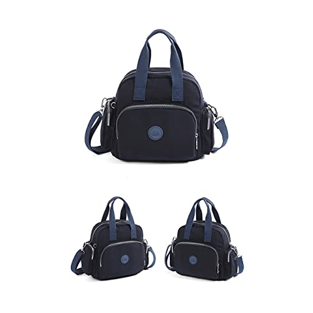 2 IN 1 Womens Nylon Casual Tote Bag Backpack Crossbody Shoulder Bag Handbag With Adjustable Strap Waterproof (Navy blue)