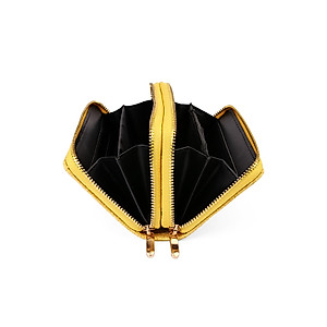 Classic Leatherette Zip Around Wallet - Vegan Leather Zipper Clutch Purse Coin Card Slots, Removable Wristlet (Double Zip Wristlet - Textured Light Brown)