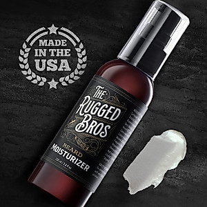 The Rugged Bros Moisturizing Beard Conditioner : Leave-In Cream, Softener and Moisturizer for Beards and Mustaches - USA Made in Veteran Owned Facility with Aloe Vera, Essential Omegas and Vit E 4 oz