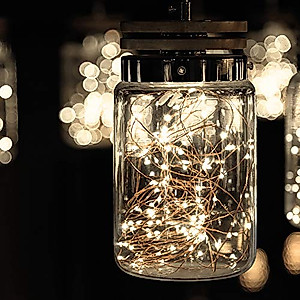 XUNATA Solar String Lights, 66Ft 200 LED 8 Modes Copper Wire Indoor Outdoor Starry String Lights, Waterproof Solar Decoration Lights for Gardens, Homes, Parties (White)