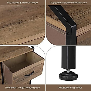 n/a Fabric Chest of 6 Drawers Cabinet Wood Top Storage Tower Closet Metal Stand