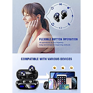 YINPUTENGS Wireless Earbuds Bluetooth 5.3 Headphones Key Control. Headphones 200 Hours Playtime,IPX7Waterproof Stereo in-Ear Built-in Mic,Premium Deep Bass LCD Display,for Sports/Working