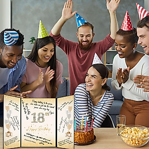 Crenics 18th Birthday Decorations Black and Gold, Creative 18th Birthday Guest Book Alternative, 18th Birthday Signature Book 18 x 12 inch, Great 18 Birthday Gifts for Girls or Boys