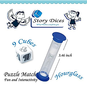 SQBELL Happy Story 9 Cubes Bundle Sets Roll Cubes - A Happy Trip and Challenge of Words and Stories, 4 Models dice 54 Images Unlimited Stories Combination Story Dice Game Set Imaginative Play for Kids