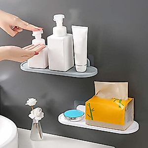 Floating Wall Shelves Bathroom Shampoo Shelf Nails Kitchen Jar Shelves Shower Caddy for Living Room and Home Bathroom Toilet, White