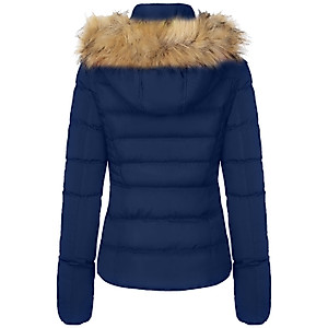 BodiLove Thickened Winter Puffer Jacket with Removable Faux Fur Hood Fleece Lining