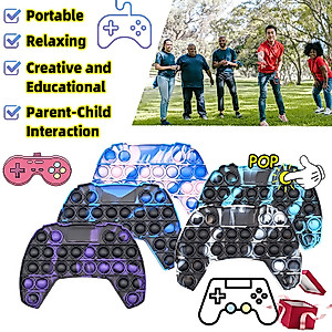 BEVEEN Game Controller Gamepad Shape Push Pop Bubble Fidget Sensory Toy,Silicone Stress Reliever Push Pop Fidget Toy, Squeeze Sensory Toy for Kids, Educational Game Toy Gift for Kids (Red / Black)