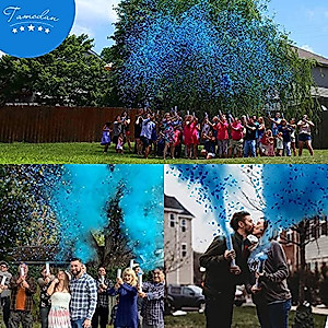 Tamodan Gender Reveal Confetti Cannon Blue，Set of 4 Gender Reveal Powder Cannon – Gender Reveal Confetti Powder Cannon Blue only Ideal for Pregnancy Announcement(4 Blue)