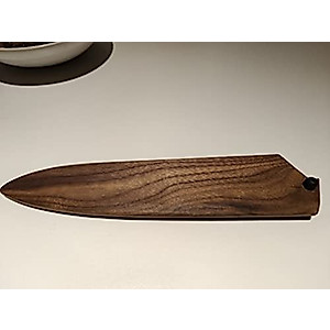 Aibote Handmade Natural Black Walnut Wood Japanese Gyuto Chef Knives Sheath Magnetic Knife Case Holder Protector Wooden Cover (A,7 inch)