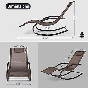 Mansion Home Lounge Chair, Outdoor Chaise Lounge with Detachable Pillow for Patio, Lawn, Pool, Outdoor Lounge Chairs, Brown