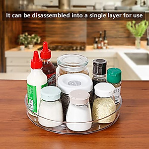 Clear Lazy Susan Organizer for Cabinet 2 Tier 360°Rotating 11 inches Lazy Susan Turntable Organizer Bins Bathroom Organizer Countertop Organization Storage Container for Kitchen, Pantry, Cupboard