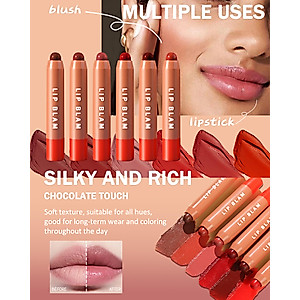 Hydrating Tinted Lip Balm Set-3Pcs Natural Gloss Lip Balm Plumper,Long Lasting Lipgloss Creamy Lipstick,Lightweight High-Pigment Lip Stain Pen Lip Crayon Stick, Christmas Makeup Gift for Women-Set A