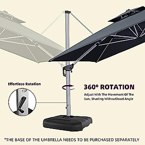 PURPLE LEAF 12 Feet Double Top Deluxe Square Patio Umbrella Offset Hanging Umbrella Cantilever Umbrella Outdoor Market Umbrella Garden Umbrella, Grey