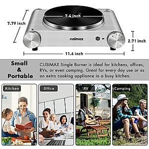 Induction Cooktop, CUSIMAX 1800W Portable Induction Burner with Timer, Sensor Touch Countertop Burner, 10 Temperature and 9 Power Setting, Kids Safety Lock for Cast Iron, Stainless Steel Cookware