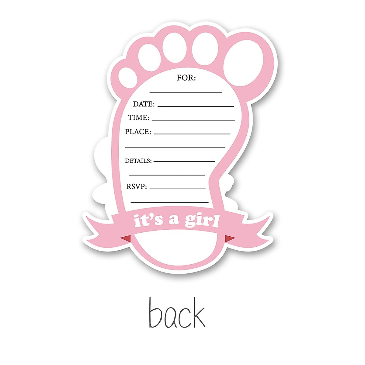 It's a Girl Baby Shower Party Invitations Pink Baby Girl Footprint Shaped Fill-In Invitations Set of 15 with Envelopes Baby Shower Invites Cards Party Supplies